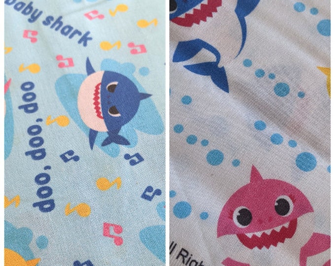 Baby Shark Cotton Fabric 2 Colors to Choose From FLAT SHIPPING - Etsy