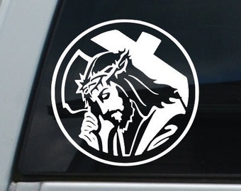 Jesus Car Decal Window Vinyl Sticker Jesus With Thorns Vehicle Graphic ...