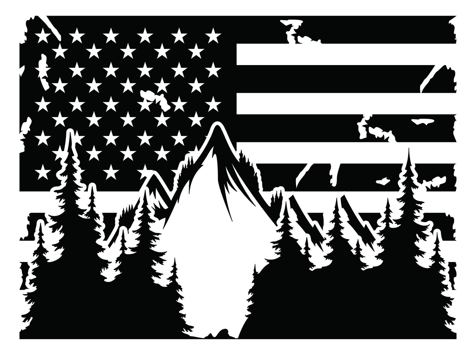 USA American Flag Mountain & Trees Vinyl Decal Window Sticker - Etsy ...