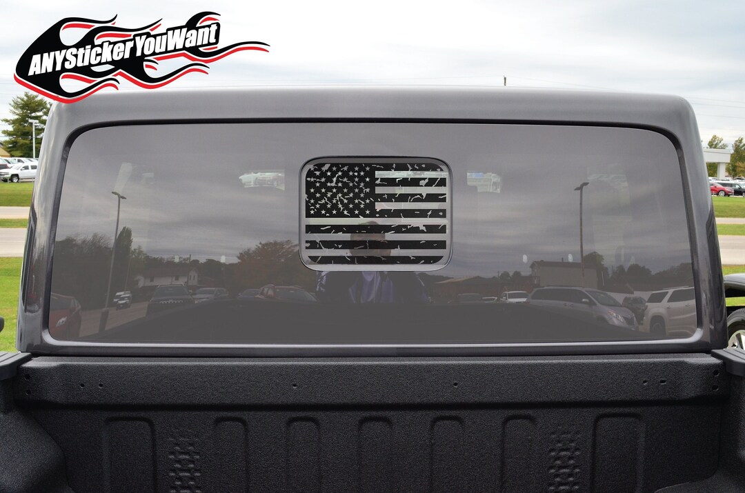 Distressed American Flag Rear Sliding Window Vinyl Decal Sticker Fits ...