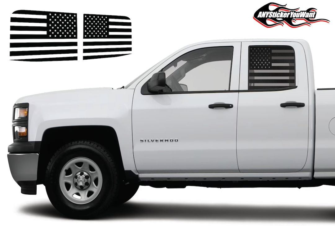 Pre-cut American Flag Vinyl Window Decals Fits 2014 Chevrolet Silverado ...