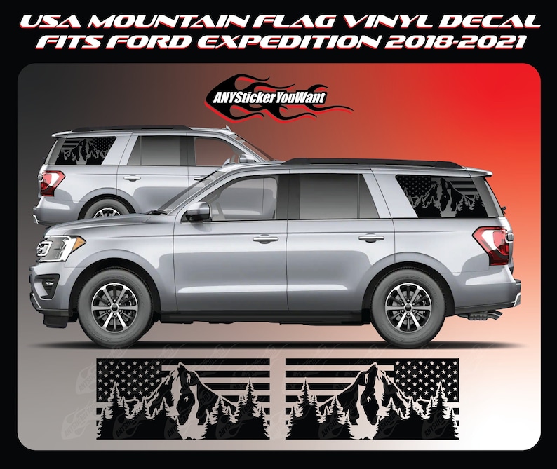 USA Mountain Flag Vinyl Decal Window Sticker Fits Ford Expedition 2018 ...