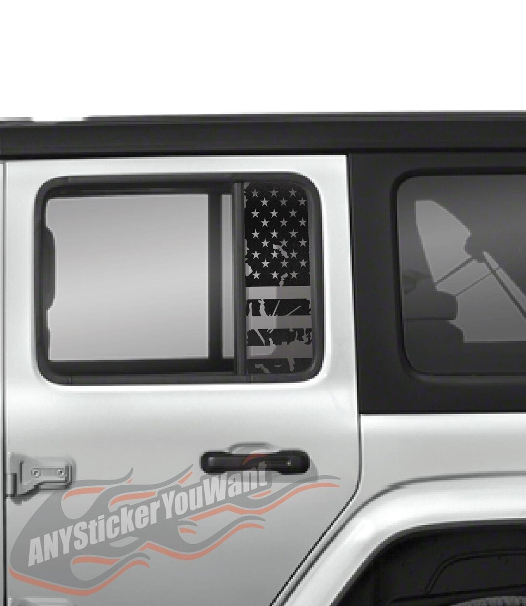 Distressed American Flag Side Window Vinyl Decal Fits Jeep Wrangler JL ...