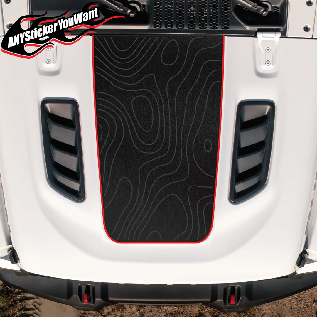 3 Tone Topographic Blackout Hood Vinyl Decal Sticker Fits Jeep Wrangler ...