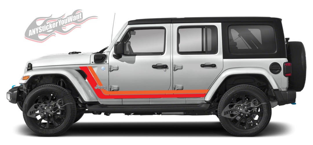 X2 Scrambler Style Side Stripe Vinyl Decals Fits Jeep Wrangler 2018 ...