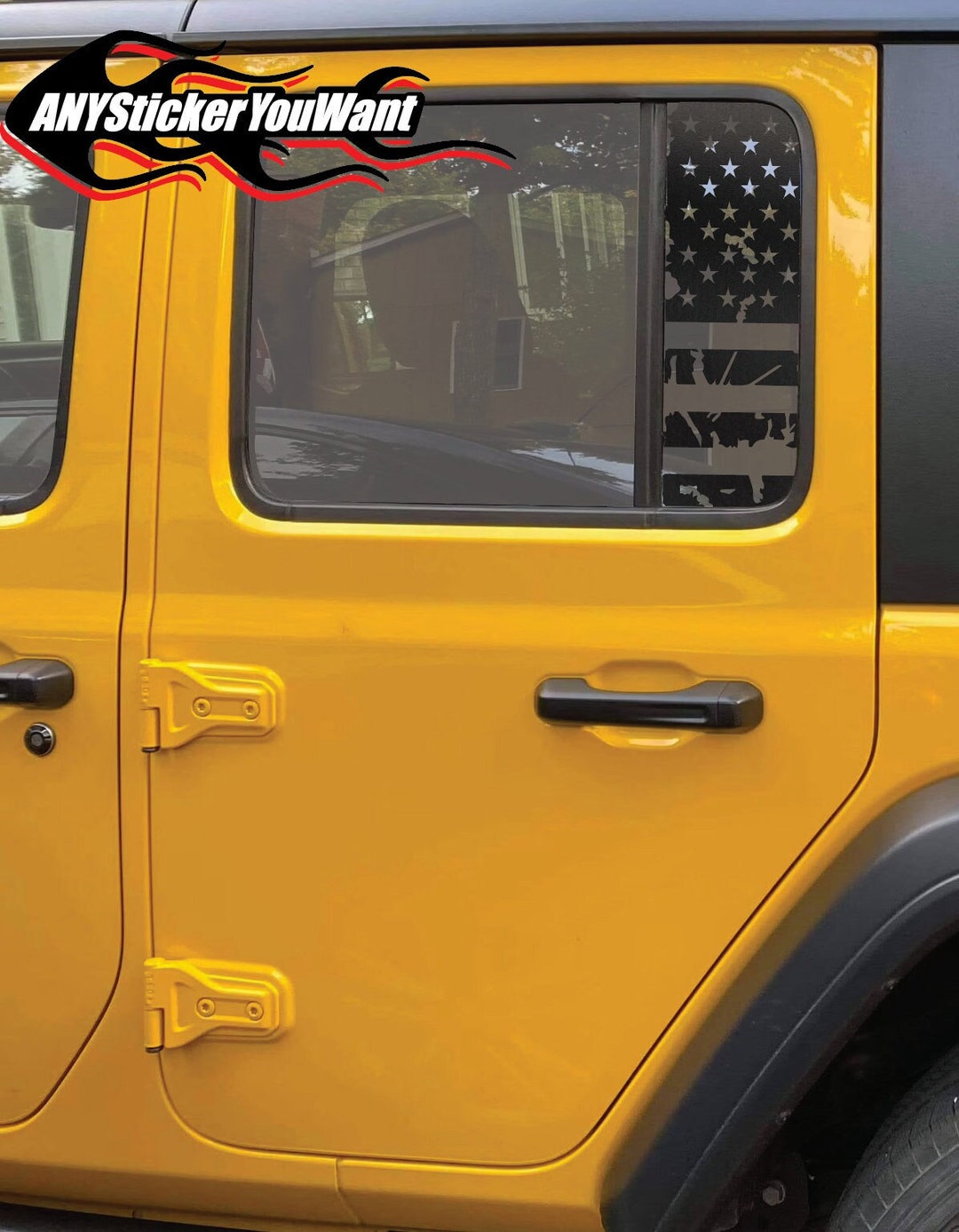 Distressed American Flag Side Window Vinyl Decal Fits Jeep Wrangler JL ...
