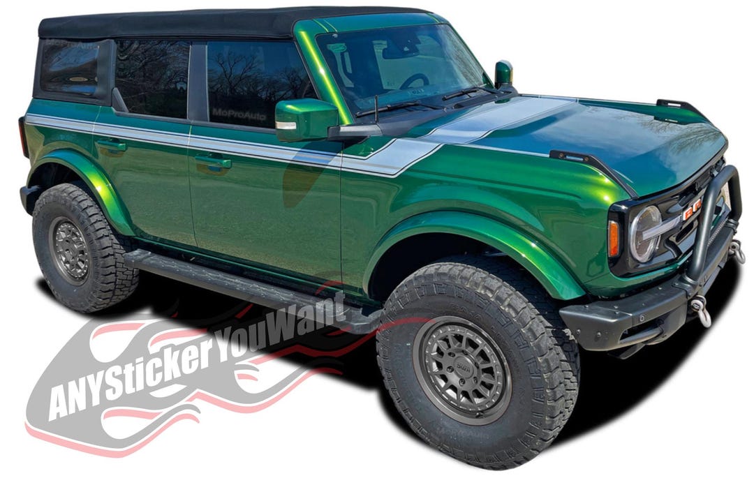 Cinch Full Hood/sides Stripe Kit Vinyl Decals Fits Ford Bronco (4 Door ...
