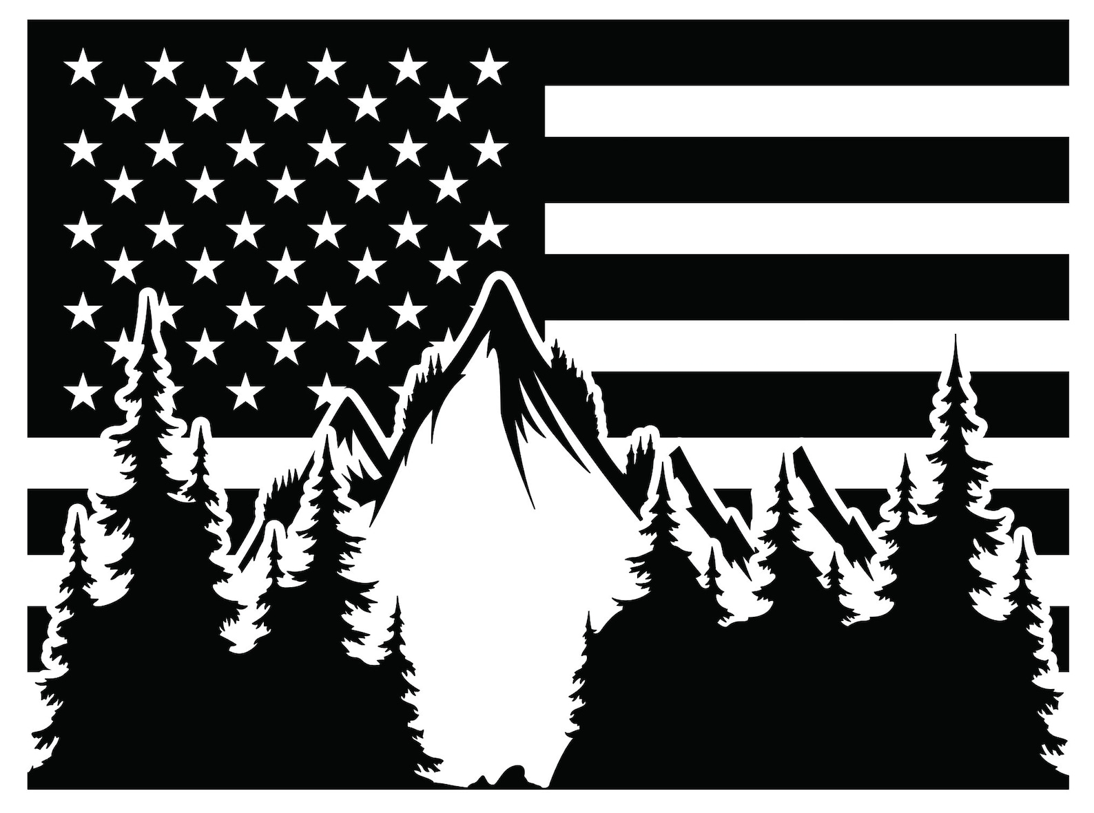 USA American Flag Mountain & Trees Vinyl Decal Window Sticker | Etsy