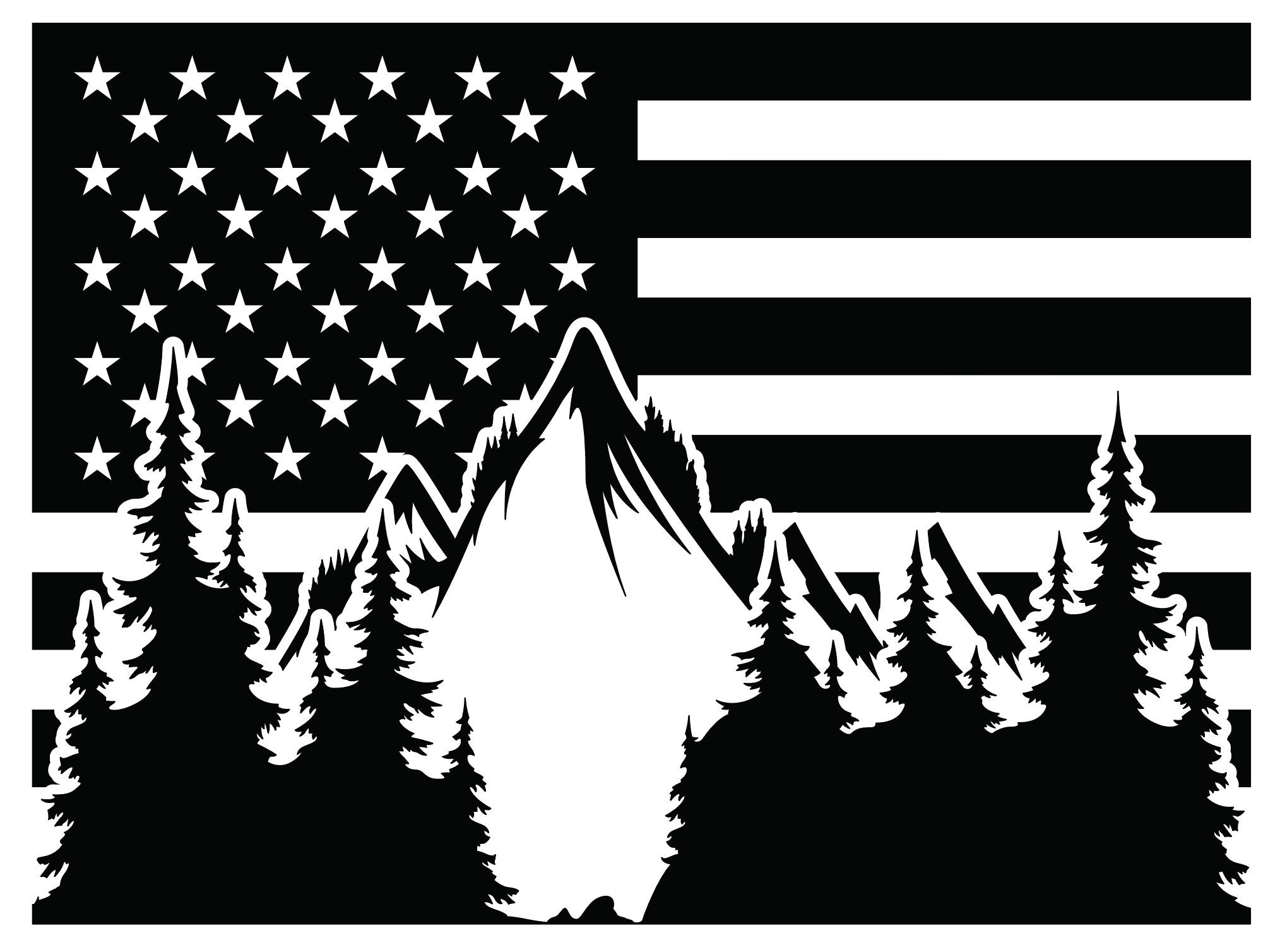 USA American Flag Mountain & Trees Vinyl Decal Window Sticker - Etsy ...