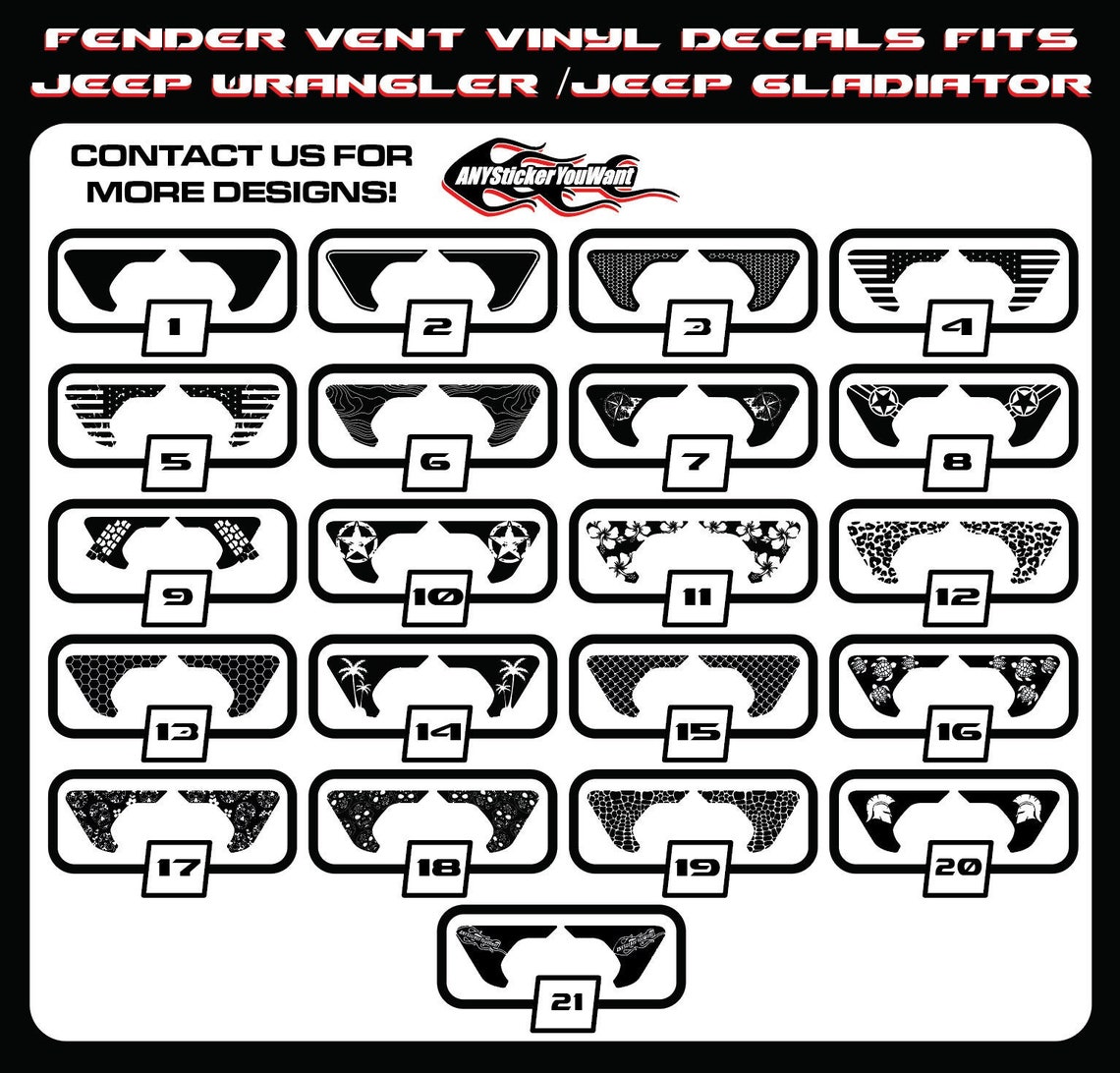 X2 Fender Vent Vinyl Decal Sticker Fits Jeep Wrangler Jl/jeep - Etsy