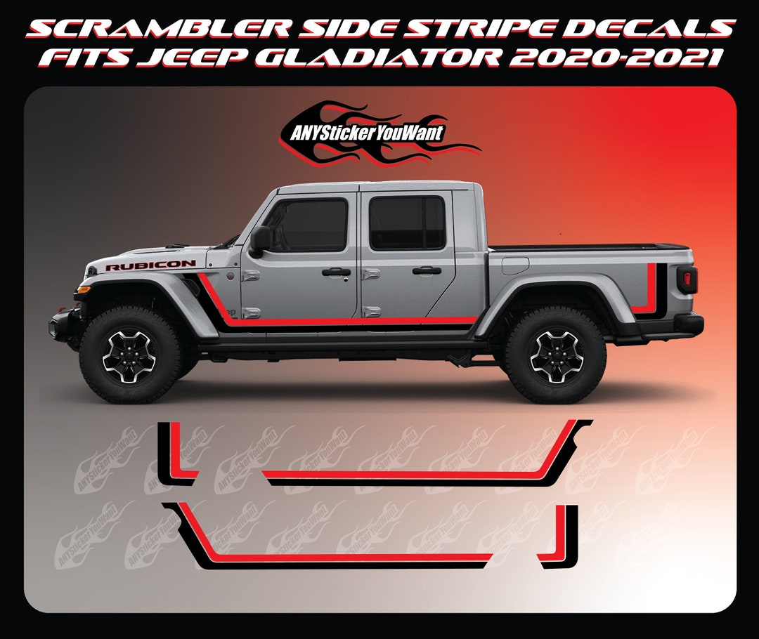 X2 Scrambler Side Stripe Graphic Vinyl Decals Fits Jeep Gladiator 2020 ...