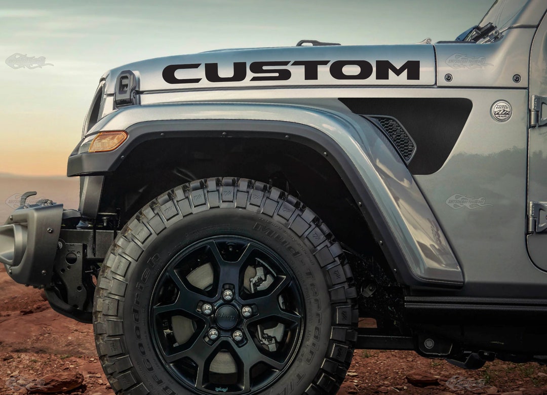 X2 Custom Text Vinyl Decal Hood Lettering Fits Jeep Wrangler/fits Jeep ...