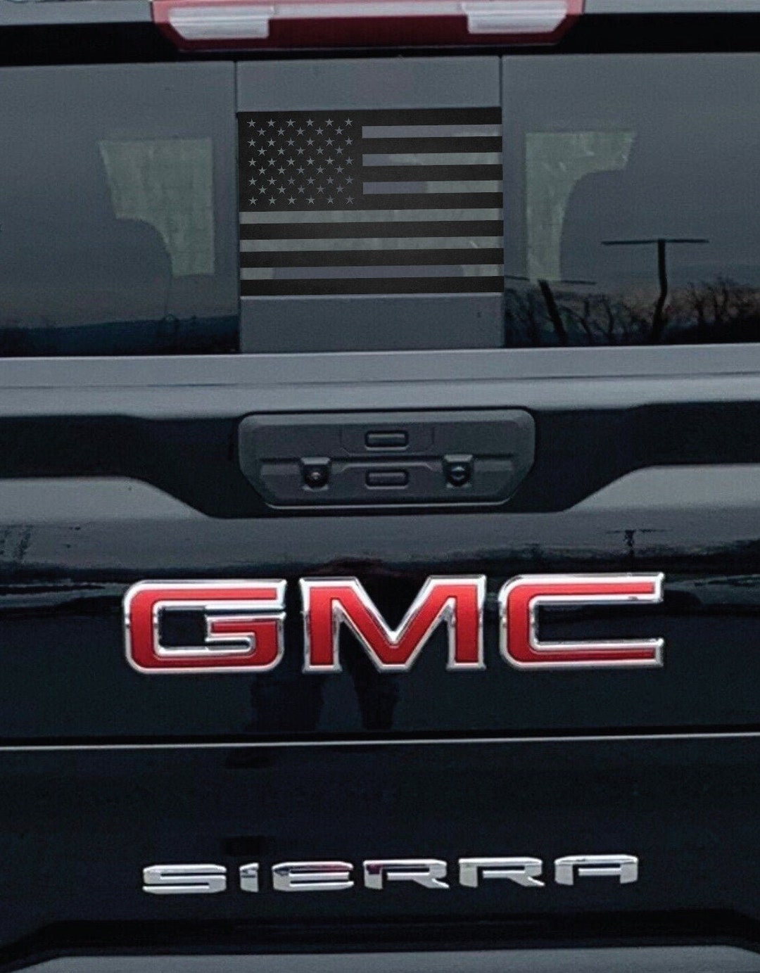American Flag Rear Sliding Window Vinyl Decal Fits GMC Sierra 2019-2024 ...