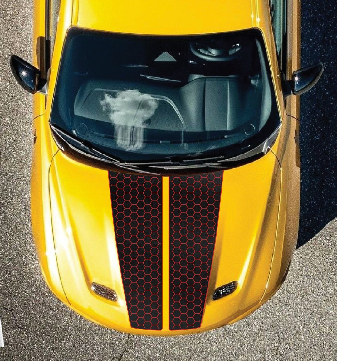 2 Tone Split Style Honeycomb Hood Stripe Kit Vinyl Decal Fits Dodge ...