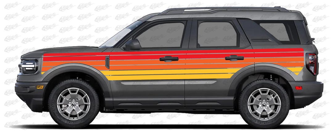 X2 Retro Sunsetter Blackout Side Graphic Vinyl Decals Fits Ford Bronco ...