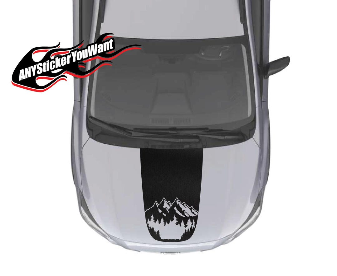 Mountains & Trees Blackout Hood Vinyl Decal Fits Subaru Crosstrek ...