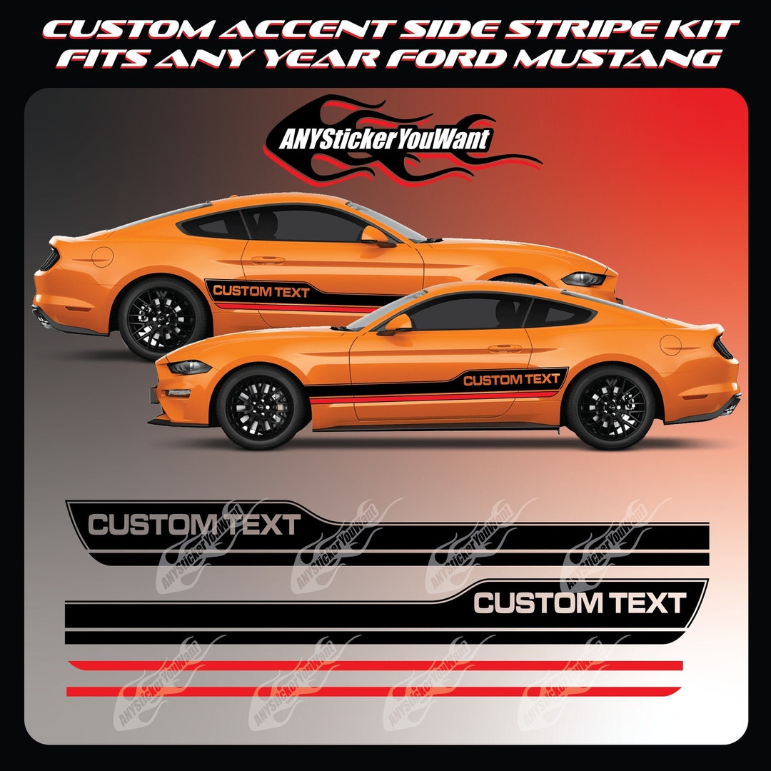 Custom Accent Side Stripe Kit Graphic Decal Sticker FITS Ford Mustang ...