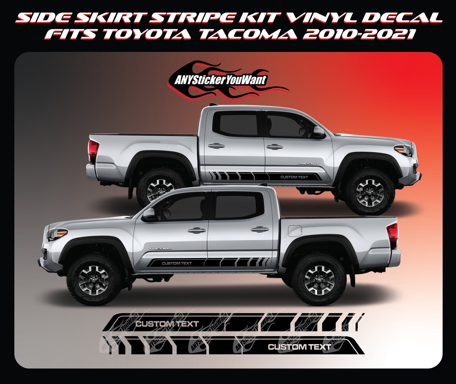 X2 Custom Side Skirt Vinyl Graphic Decal Fits Toyota Tacoma - Etsy
