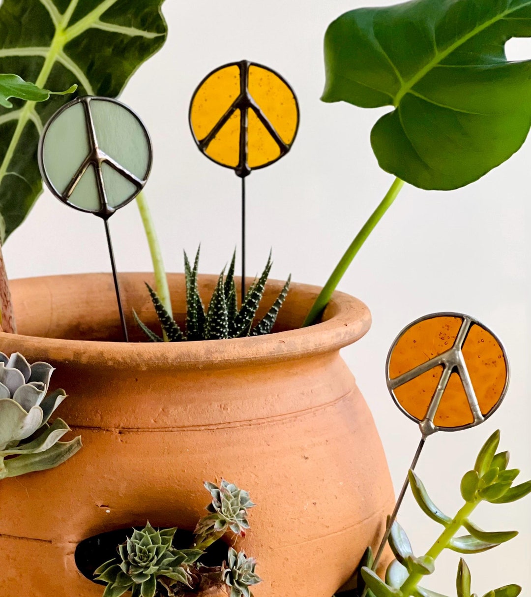 Peace Sign Plant Stake//fall Color Decor//autumn Home Decor - Etsy