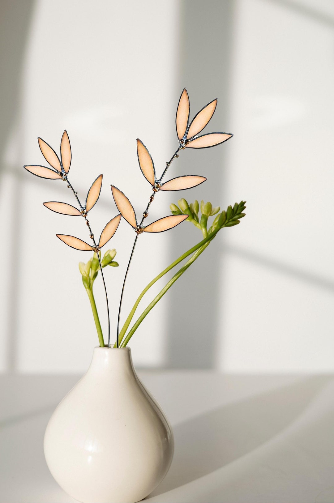 Peachy Pink Glass Wildflower Stem//glass Floral//glass Decor//glass ...