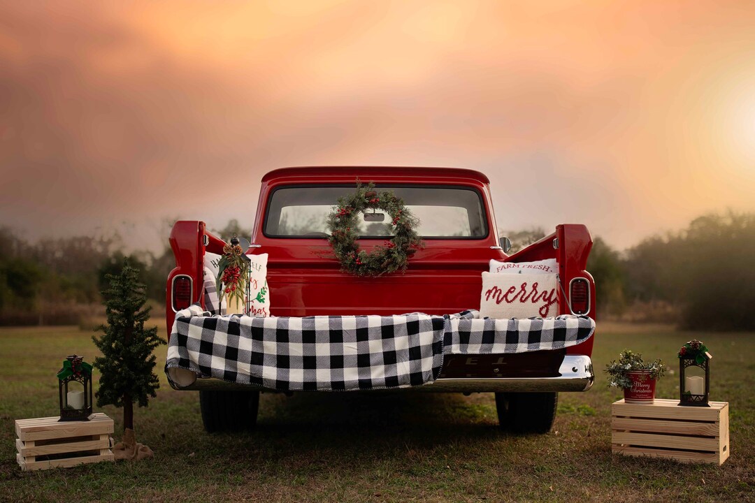 Vintage Truck Christmas Background - Etsy