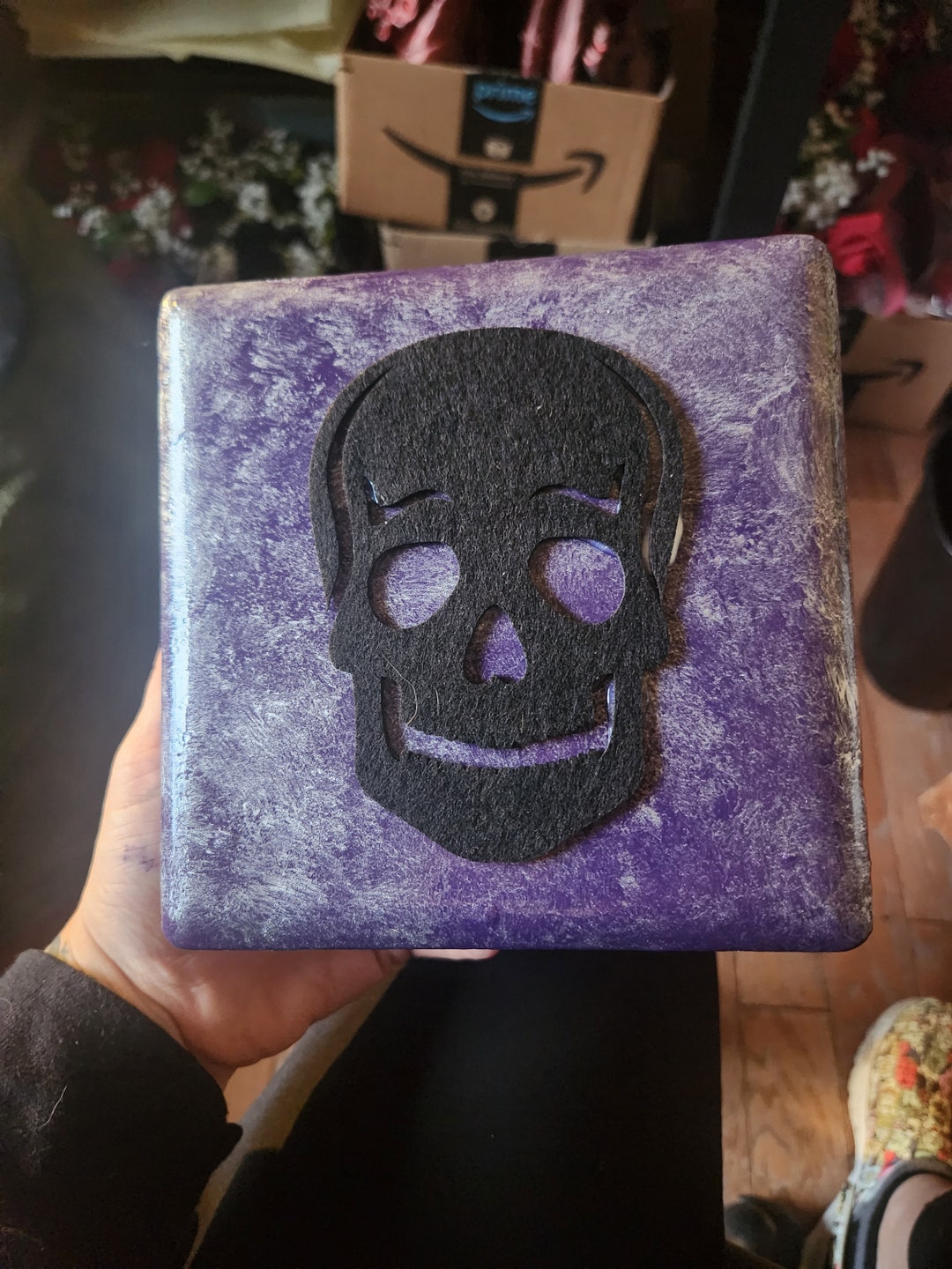 Super Cute and Spooky Purple Skull Wooden Storage Box - Etsy