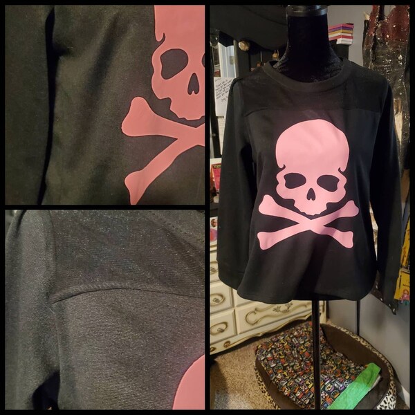 Skull Cropped Sweatshirt - Etsy