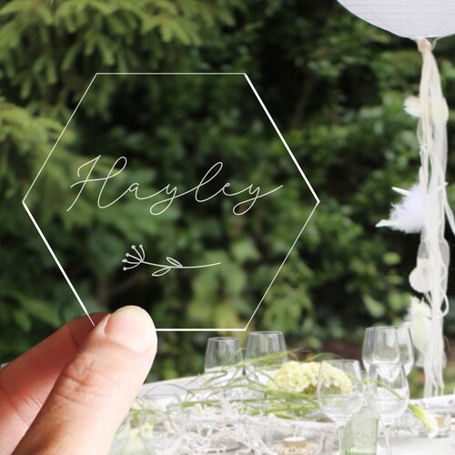 Acrylic Hexagon Wedding Name Place Setting Clear Perspex - Etsy