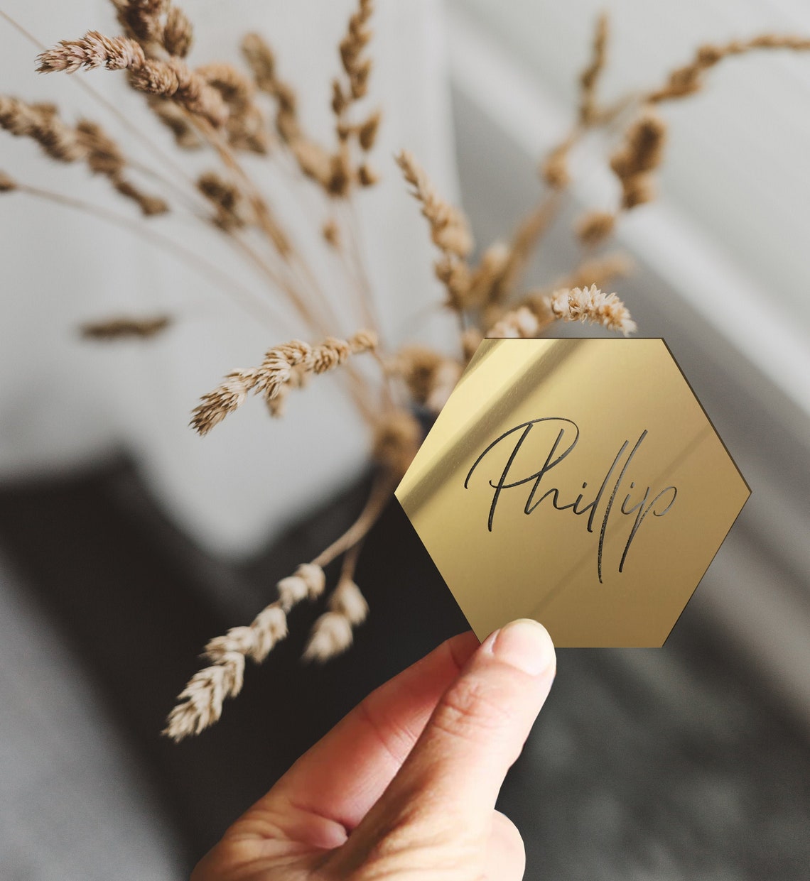 Mirrored Acrylic Hexagon Wedding Name Place Setting Perspex - Etsy