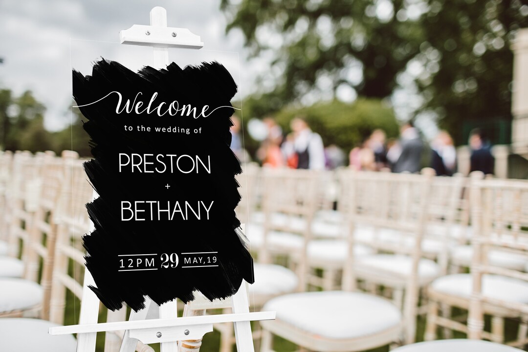 Acrylic Paint Stroke Splash Perspex Clear Welcome Wedding Sign Board ...
