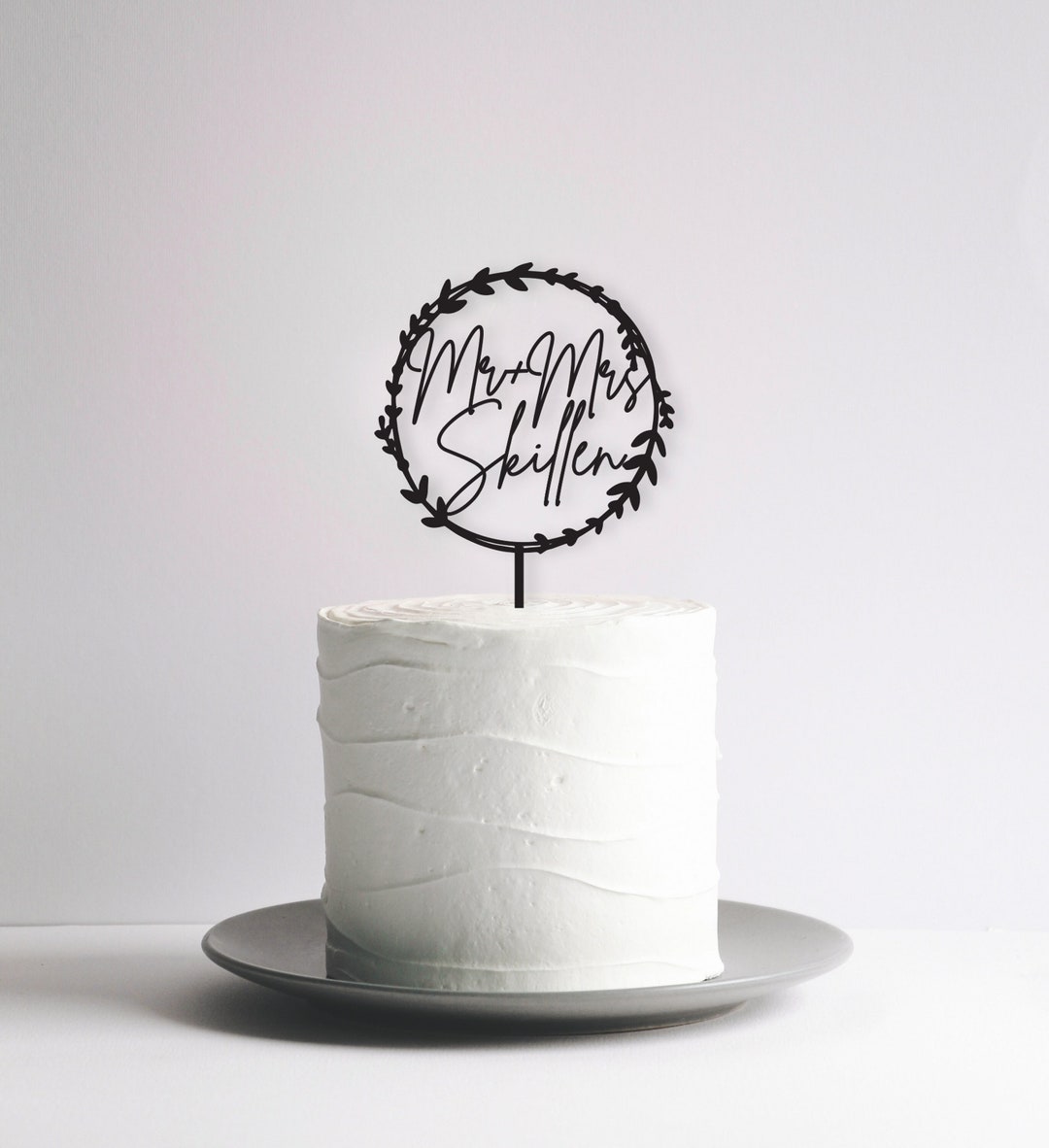 Floral Wreath Wedding Cake Topper - Birthday - Botanical Topper - Laser ...