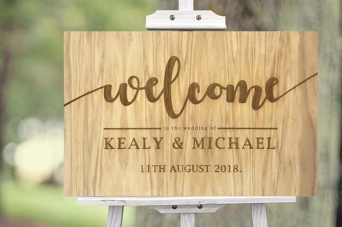 Welcome Wedding Sign Oak Laser Engraved Board Wedding Signs | Etsy