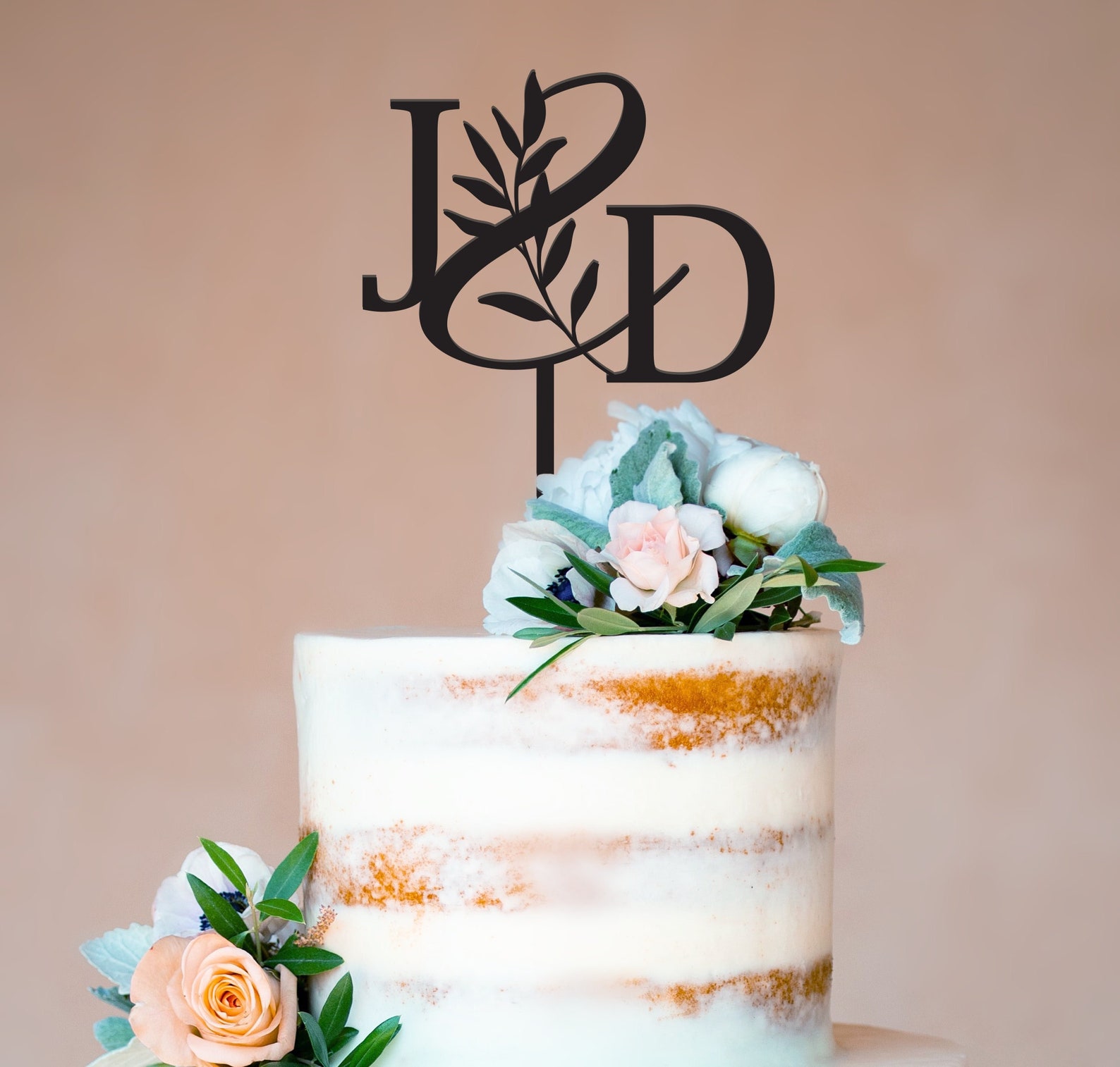 Initials Wedding Cake Topper Floral Foliage Monogram Design - Etsy UK