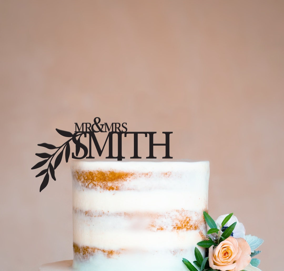 Waterfall Wedding Cake Topper Mr Mrs Side Overhanging Floral - Etsy