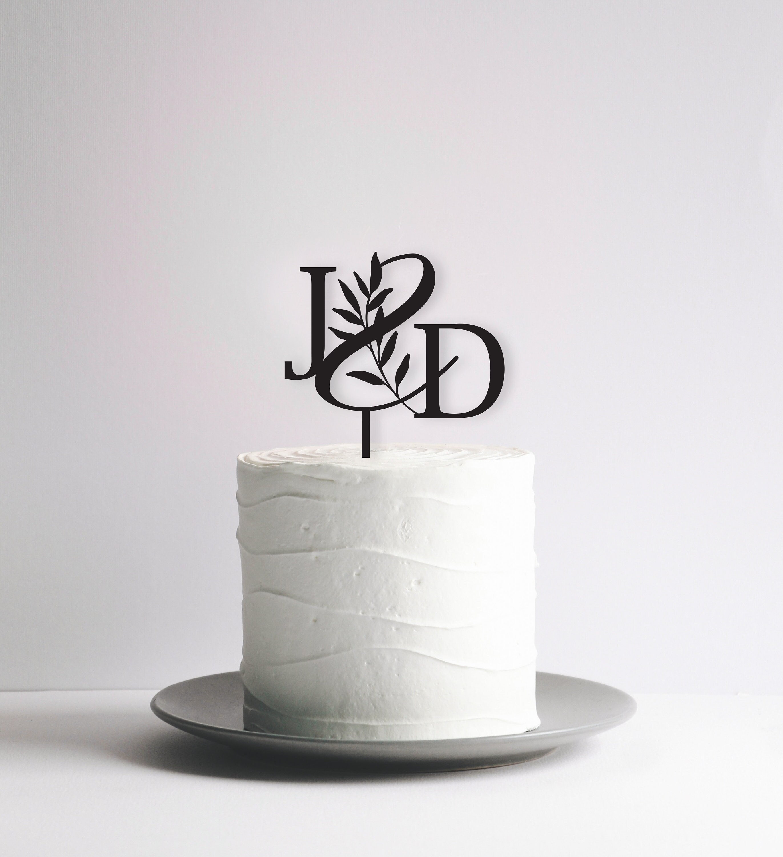 Black Monogram Wedding Topper Acrylic Personalized Wedding Cake