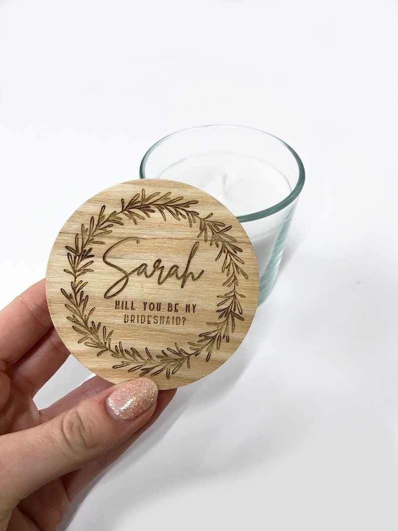 Personalised Candle - Glass Candle Jar Wooden Lid - Engraved ...