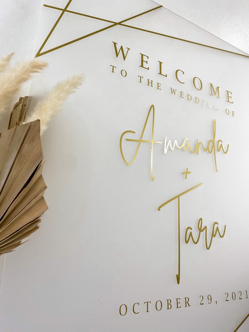Frosted White Acrylic Wedding Welcome Sign Geometric Modern | Etsy