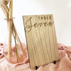 Table Numbers - Oak Wood Wedding Event Table Name Plaques - Wedding ...