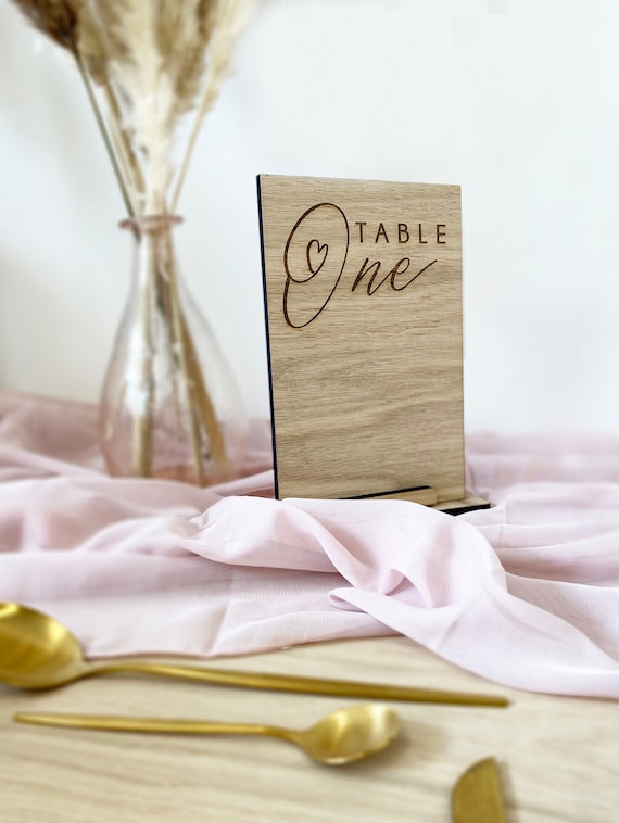 Table Numbers Oak wood wedding event table name plaques | Etsy