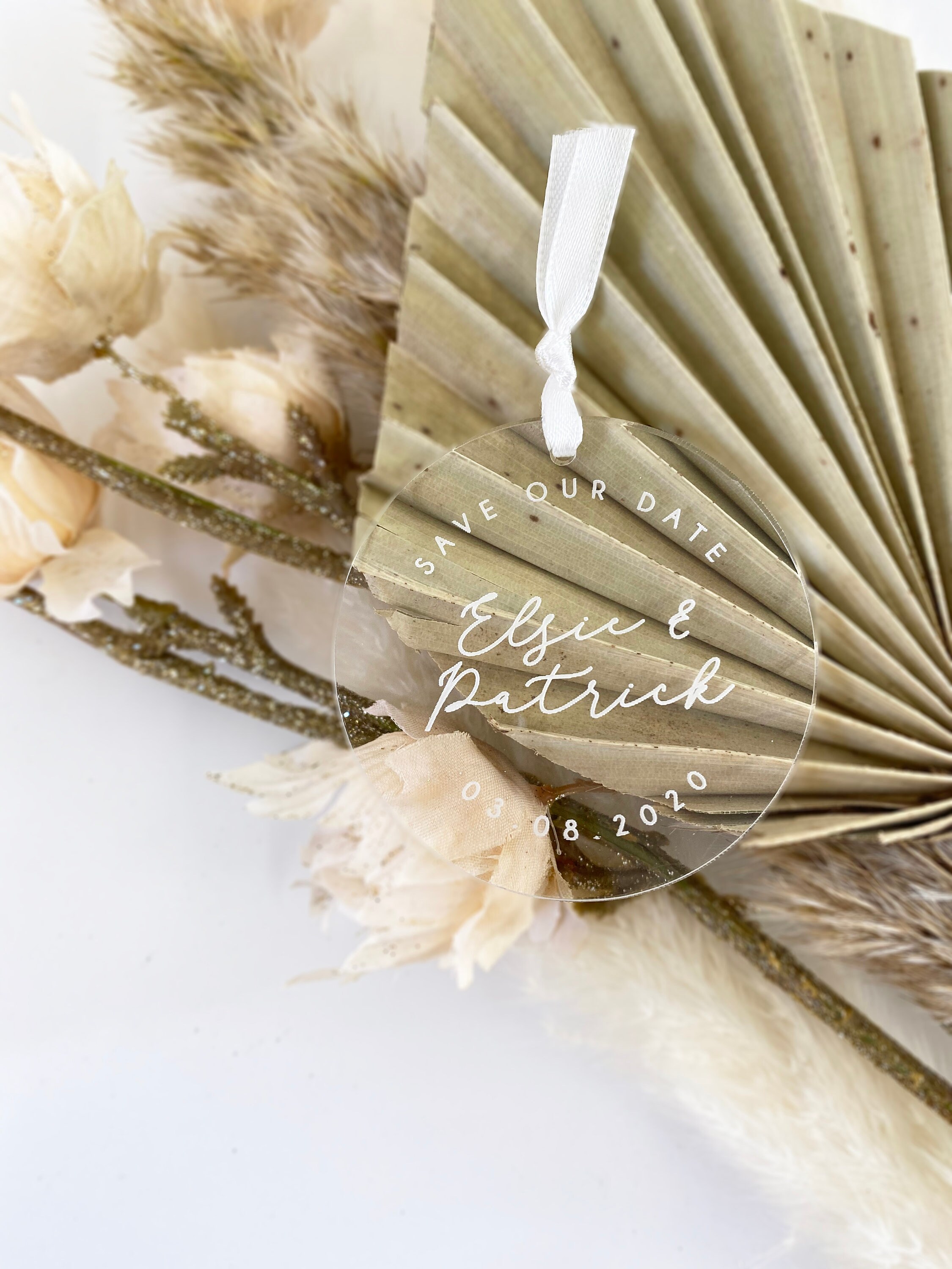 Save the Dates Mirrored Acrylic Round Wedding Invite - Etsy