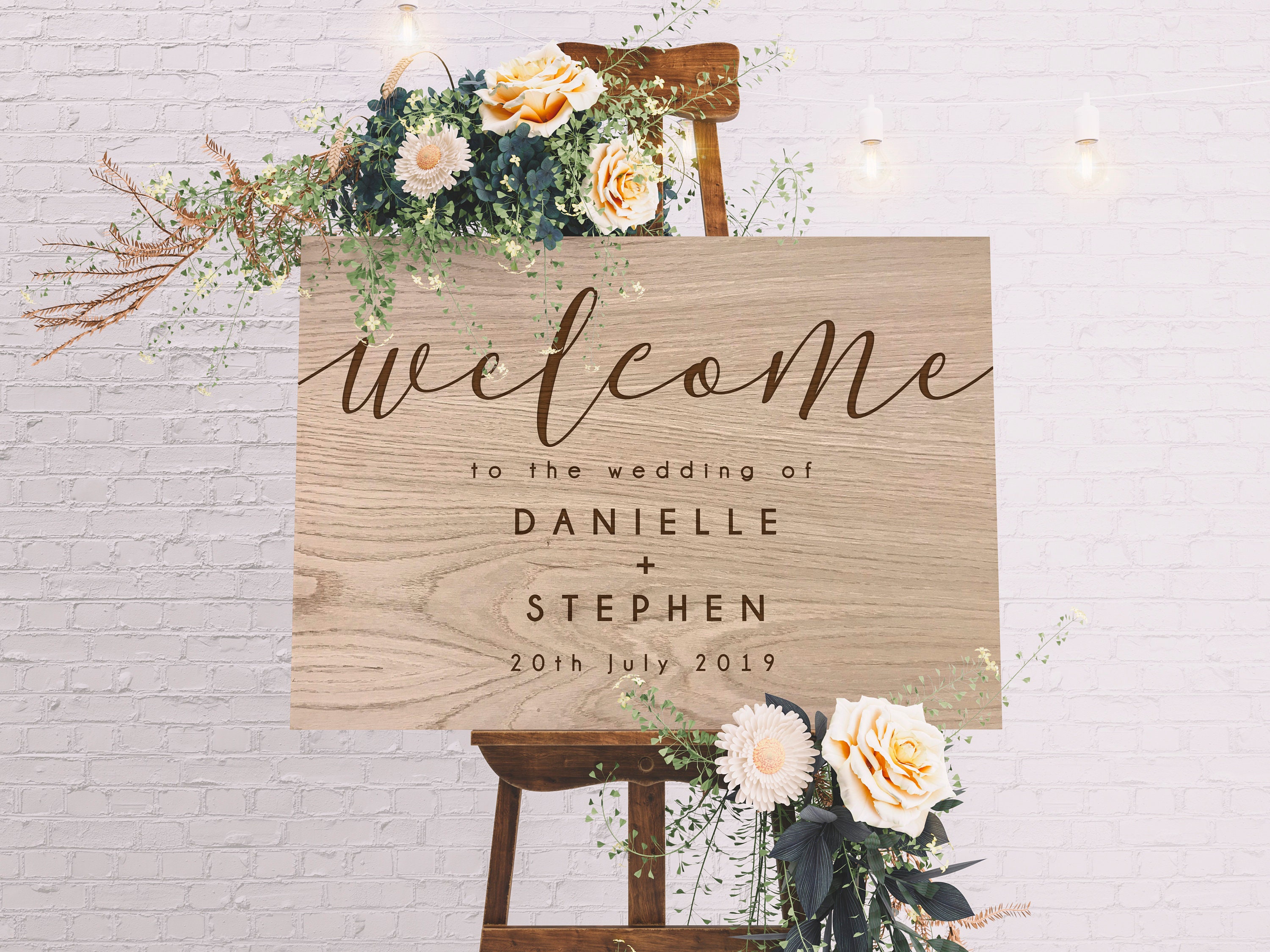Welcome Wedding Sign Oak Laser Engraved Board - Wedding Signs ...
