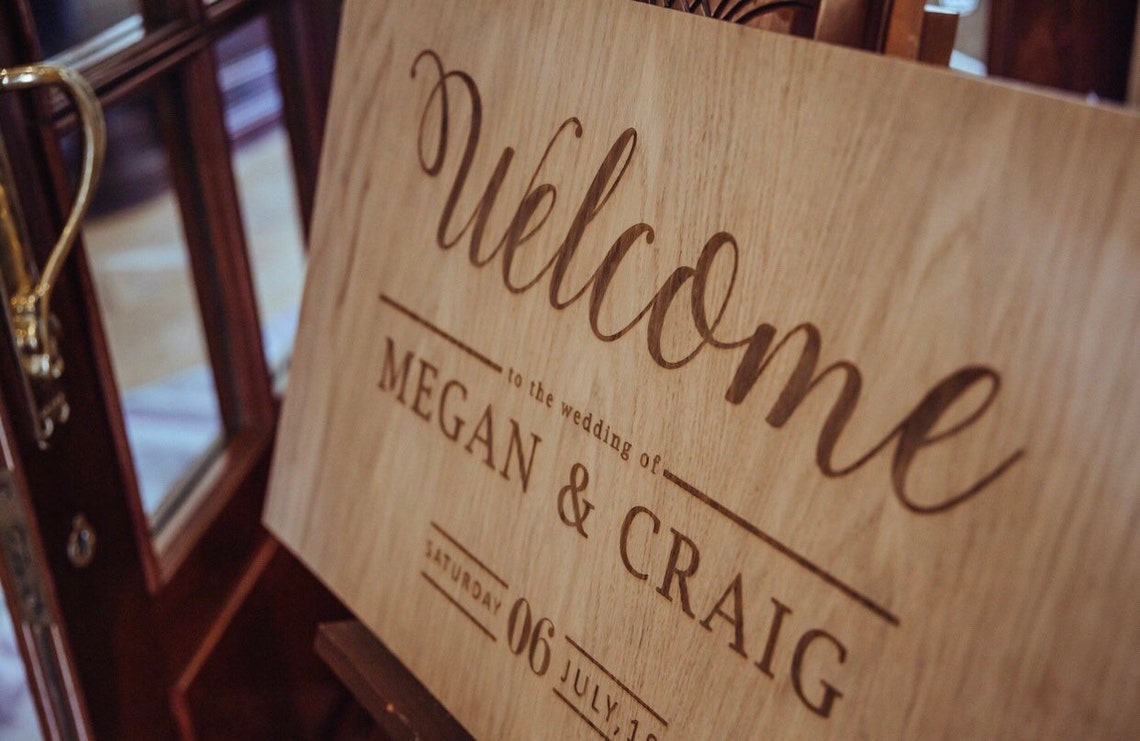 Welcome Wedding Sign Oak Laser Engraved Board Wedding Signs - Etsy