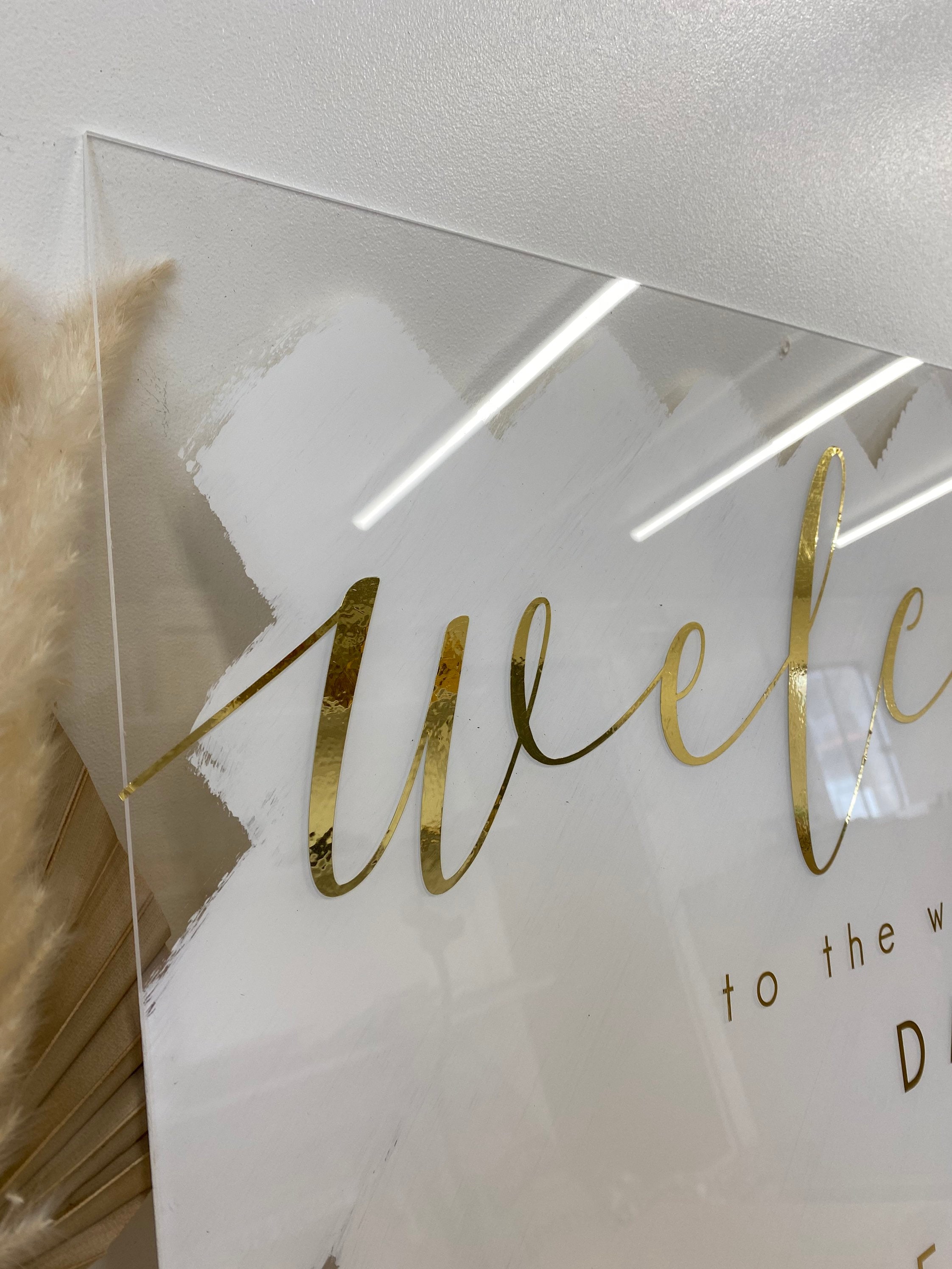 Acrylic Paint Stroke Splash Perspex Clear Welcome Wedding Sign Board ...