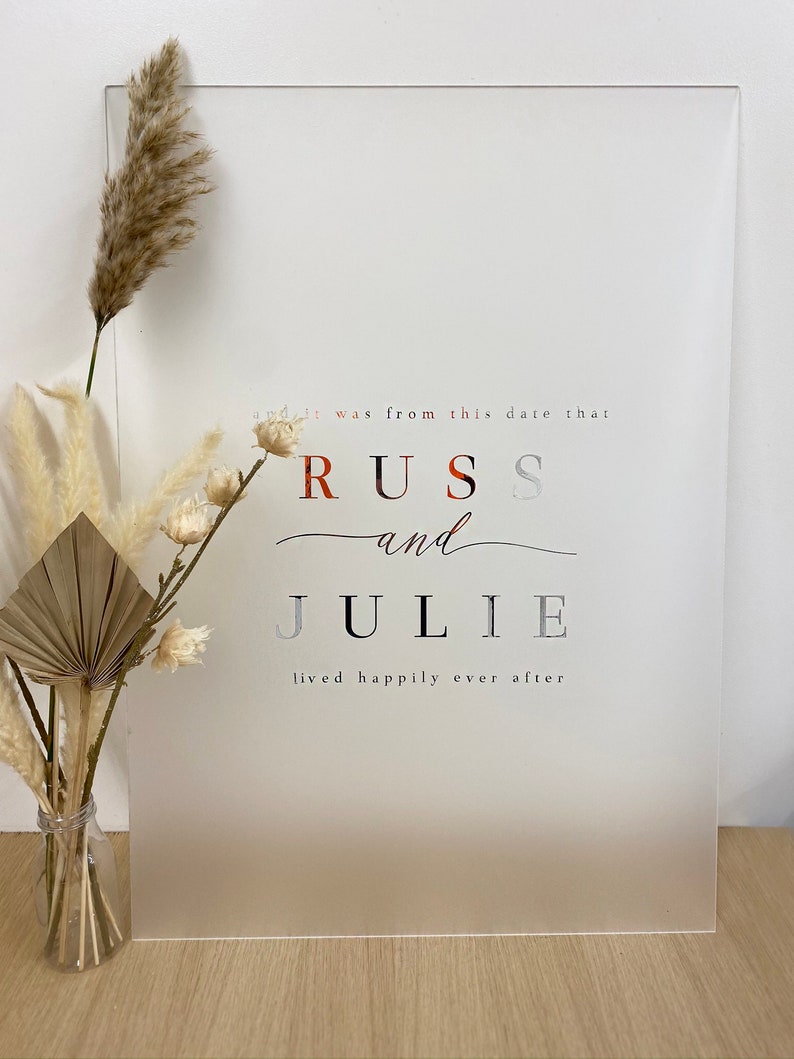 Frosted White Acrylic Wedding Welcome Sign Modern Vinyl | Etsy