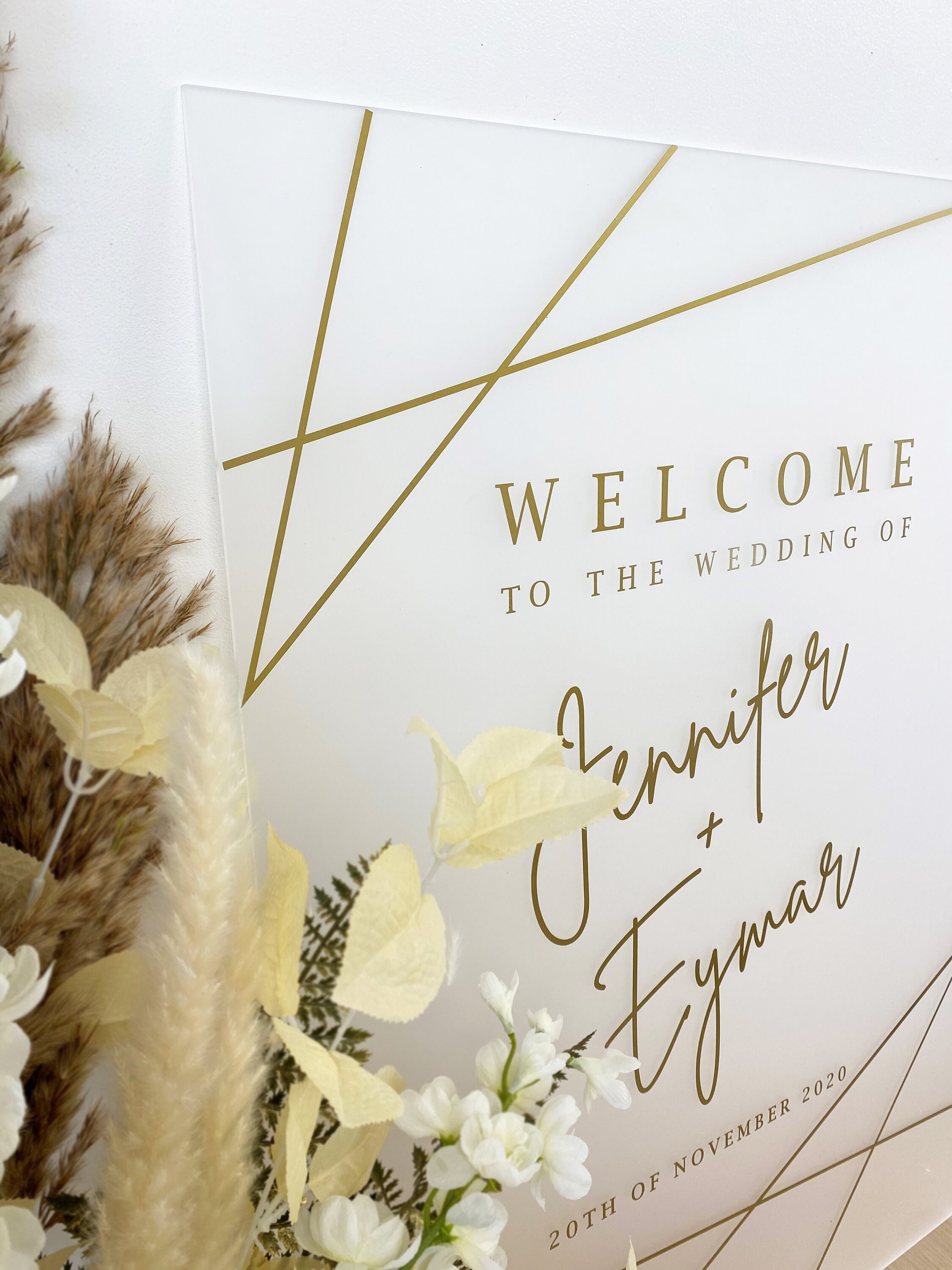 Frosted White Acrylic Wedding Welcome Sign Geometric Modern - Etsy Ireland