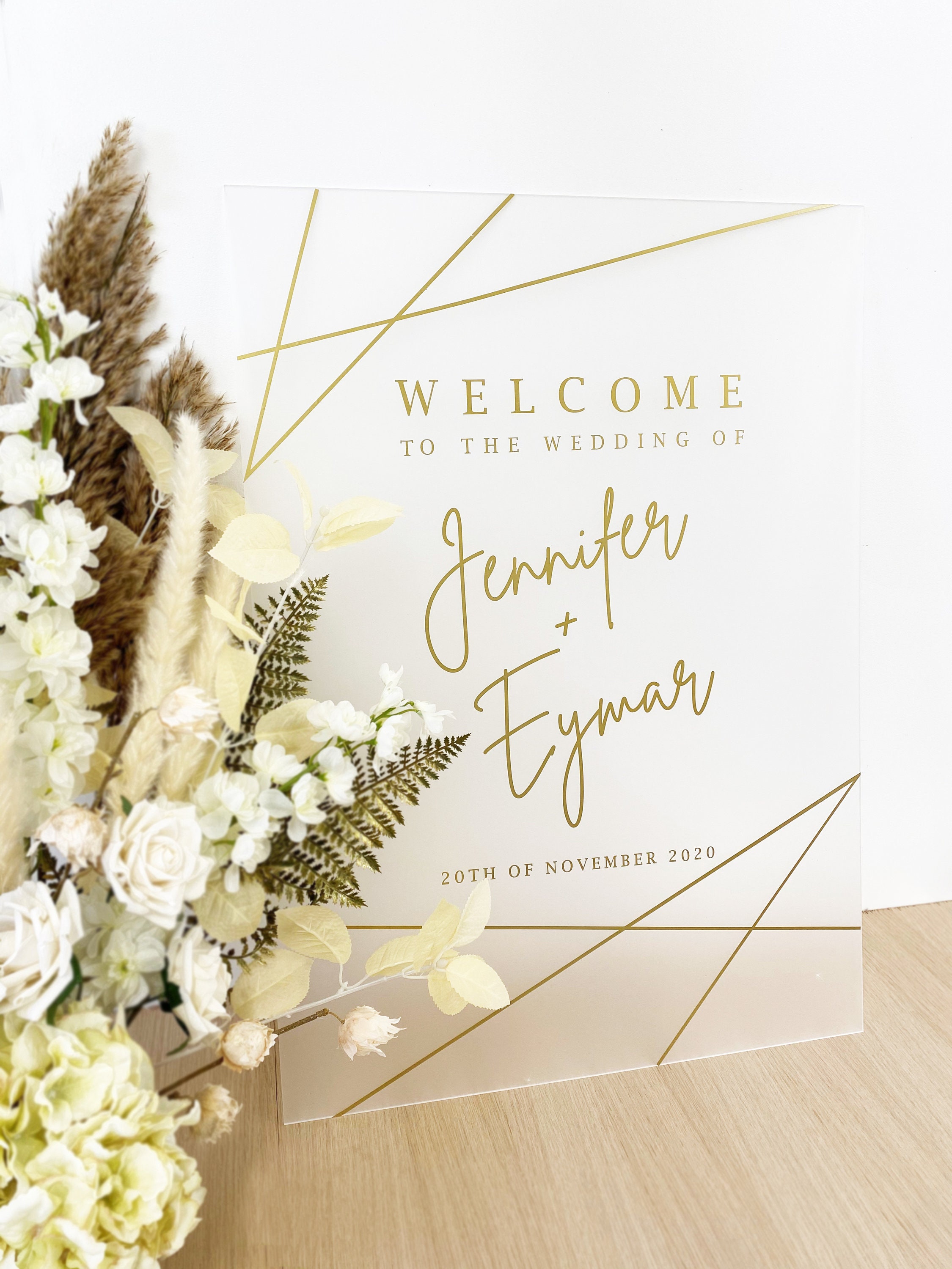 Frosted White Acrylic Wedding Welcome Sign Geometric Modern | Etsy