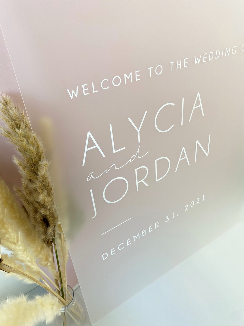 Frosted White Acrylic Wedding Welcome Sign Modern Vinyl | Etsy