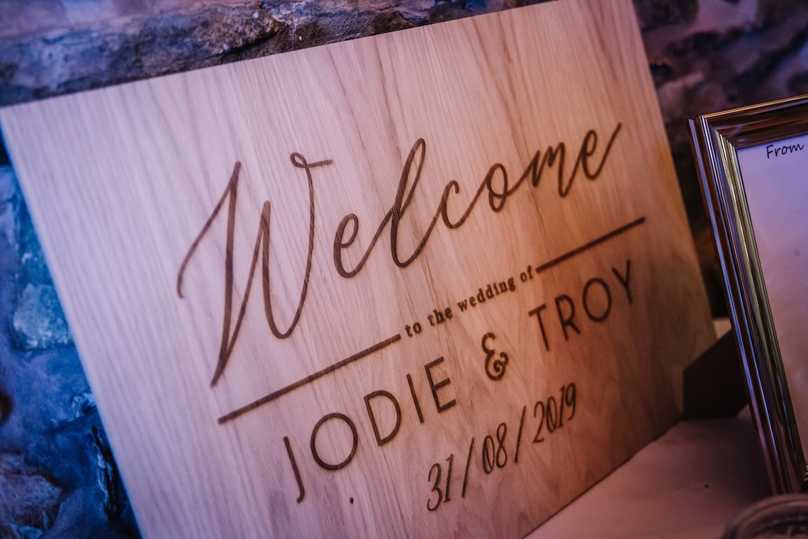 Welcome Wedding Sign Oak Laser Engraved Board Wedding Signs | Etsy