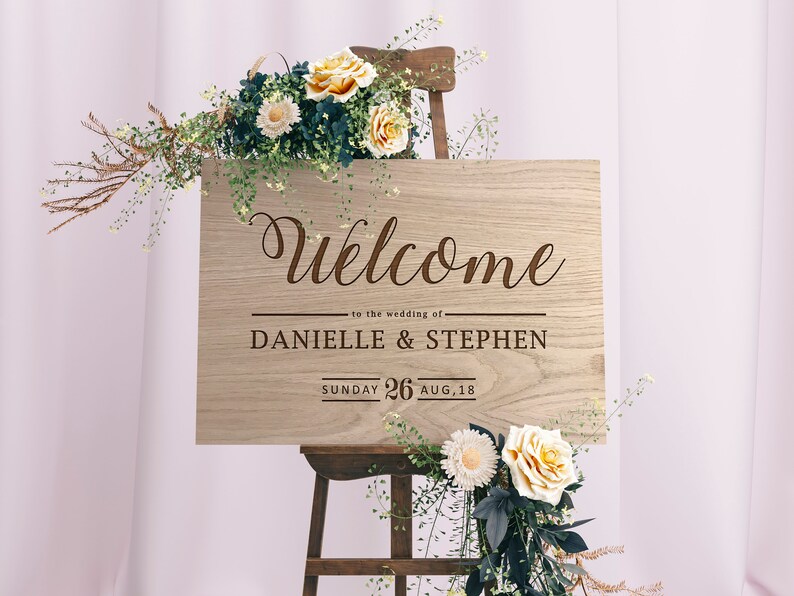 Welcome Wedding Sign Oak Laser Engraved Board Wedding Signs - Etsy