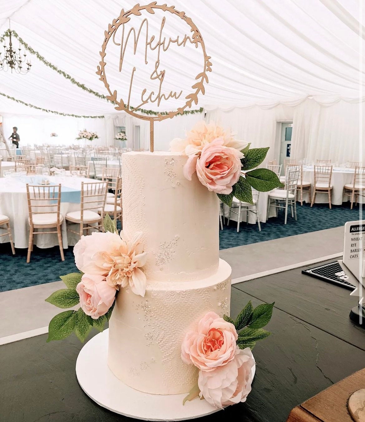 Floral Wreath Wedding Cake Topper - Birthday - Botanical Topper - Laser ...